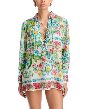 Kobi Halperin Rory Blouse Swim Cover-up - Ivory Multi