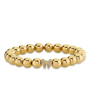 SYDNEY EVAN 14k Yellow Diamond Bow Beaded Bracelet - Gold