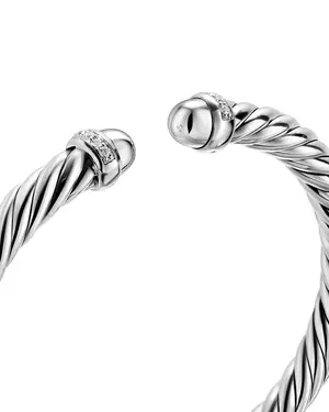 David Yurman Cable Flex Bracelet With Diamonds - Silver