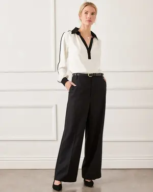 Karen Kane Rhinestone Embellished Wide Leg Trousers