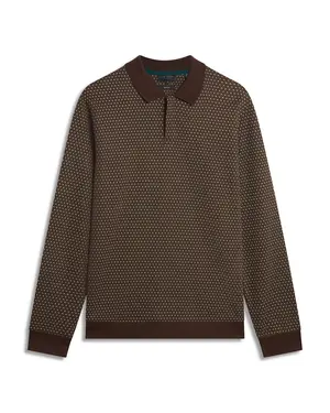Ted Baker London Durand Geo Jacquard Polo Shirt - Brown