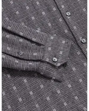 Ted Baker London Vyser Regular Fit Jacquard Check Shirt - Grey