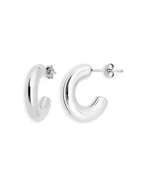 Aqua Chunky C Hoop Earrings