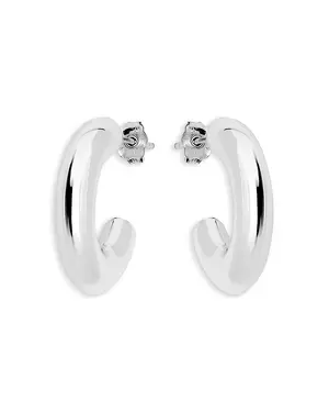 Aqua Chunky C Hoop Earrings