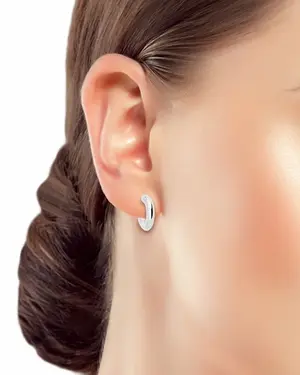 Aqua Chunky C Hoop Earrings