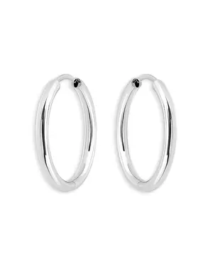 Aqua Hoop Earrings - Silver