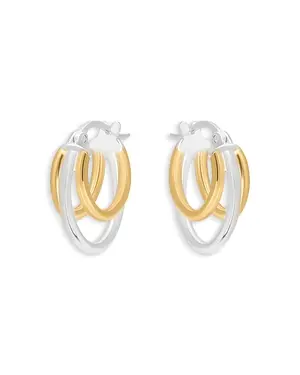 Aqua Triple Row Hoop Earrings - Two Tone