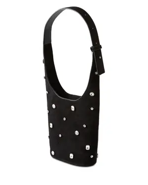 Veronica Beard Leather Shoulder Bag With Crystal Embellishments