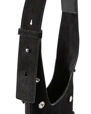 Veronica Beard Leather Shoulder Bag With Crystal Embellishments