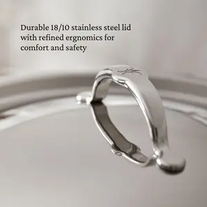 HESTAN Probond Luxe 4 Quart Polished Professional Clad Stainless Steel Soup Pot With Lid