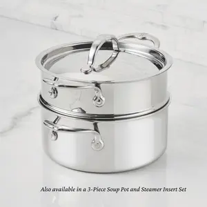 HESTAN Probond Luxe 4 Quart Polished Professional Clad Stainless Steel Soup Pot With Lid