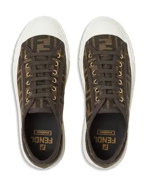Fendi Domino Ff Fabric Low Top Sneakers - Brown