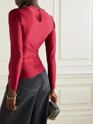 Rabanne Button-detailed Gathered Jersey Top
