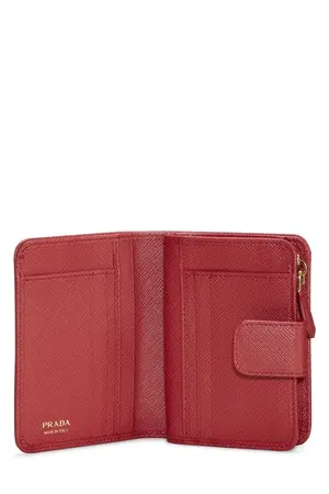 Prada Saffiano Zip Around Compact Wallet