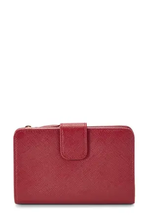 Prada Saffiano Zip Around Compact Wallet