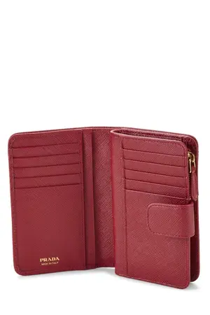 Prada Saffiano Zip Around Compact Wallet