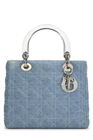 DIOR Cannage Quilted Denim Lady Dior Medium