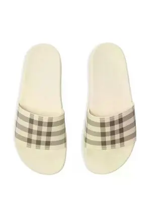 Burberry Check Slides - Neutrals
