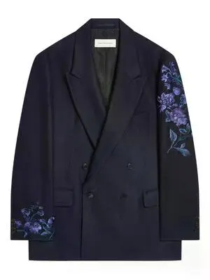 Dries Van Noten Floral-embroidered Double-breasted Blazer