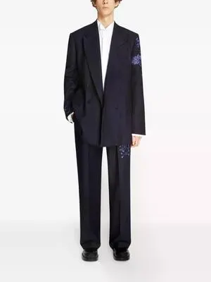 Dries Van Noten Floral-embroidered Double-breasted Blazer