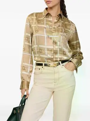 Burberry Regular Fit Belt Check Viscose Shirt - Neutrals
