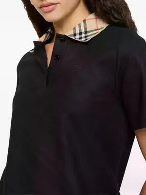 Burberry Check Collar Cotton Piqué Polo Shirt
