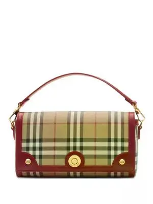 Burberry Check Coated Cotton Blend And Calf Leather Note Crossbody Bag - Neutrals