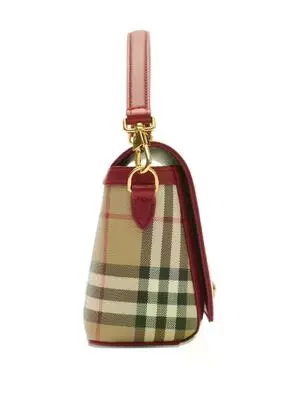 Burberry Check Coated Cotton Blend And Calf Leather Note Crossbody Bag - Neutrals