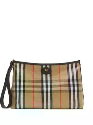 Burberry Check Leather Highlands Clutch Bag - Neutrals