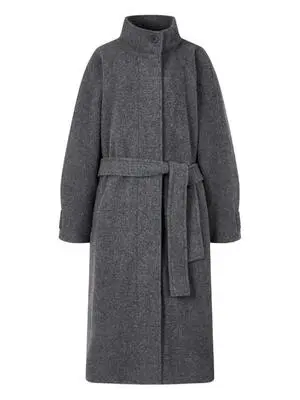 STUDIO TOMBOY High Collar Belted Coat - Grey