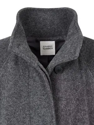 STUDIO TOMBOY High Collar Belted Coat - Grey