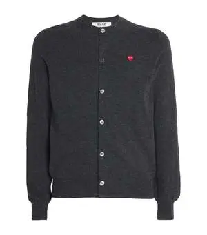 Play Comme Des Garcon Wool Cardigan With Mini Heart Appliqu - Grey