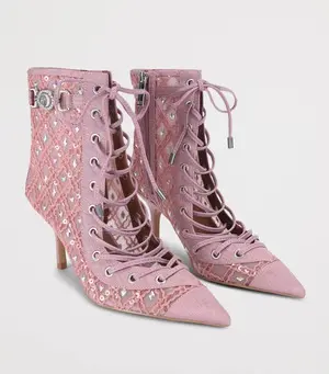 Kurt Geiger Embellished Mansion Corset Ankle Boots - Pink