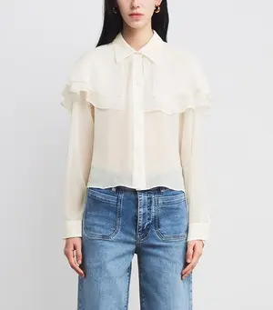 FRAME Silk Cape Blouse