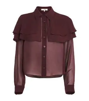 FRAME Silk Cape Blouse - Burgundy