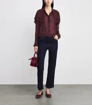 FRAME Silk Cape Blouse - Burgundy