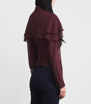 FRAME Silk Cape Blouse - Burgundy