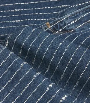 Paige Embellished Stevie High-rise Straight Jeans - Blue