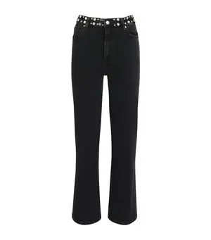 FRAME Le Sleek Studded Straight Jeans