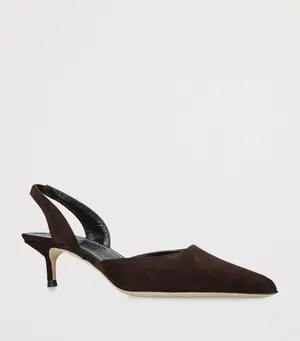 Staud Suede Slingback Heels - Brown