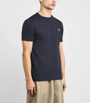 Fred Perry Cotton Ringer Logo T-shirt - Navy