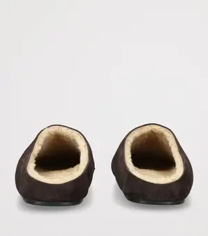 THE ROW Hudson Suede Shearling Slides
