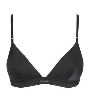 Calvin Klein Satin Signature Triangle Bra - Black