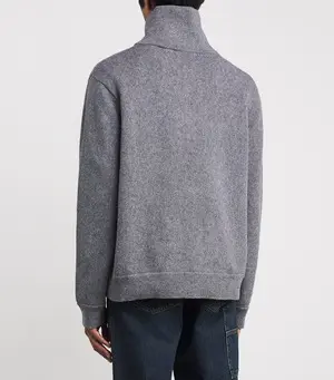 FRAME Wool-cotton Half-zip Pullover - Grey