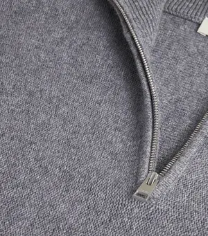 FRAME Wool-cotton Half-zip Pullover - Grey