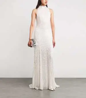 Jenny Packham Silk Sequinned Benue Gown - White