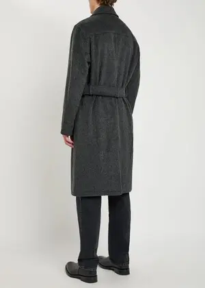 Oliver Peoples Belted Wool-blend Coat - Charcoal