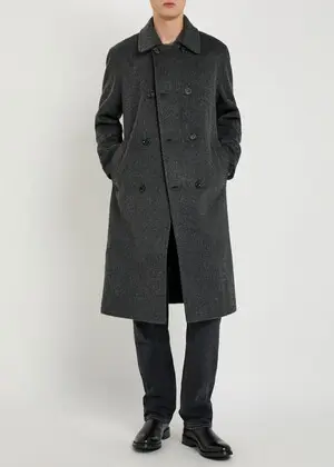 Oliver Peoples Belted Wool-blend Coat - Charcoal