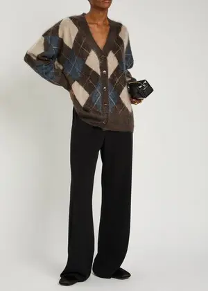 LISA YANG Elaria Argyle Brushed Cashmere Cardigan - Brown