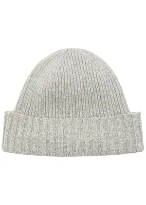 John Smedley Elke Ribbed Cashmere And Wool-Blend Beanie Light Grey